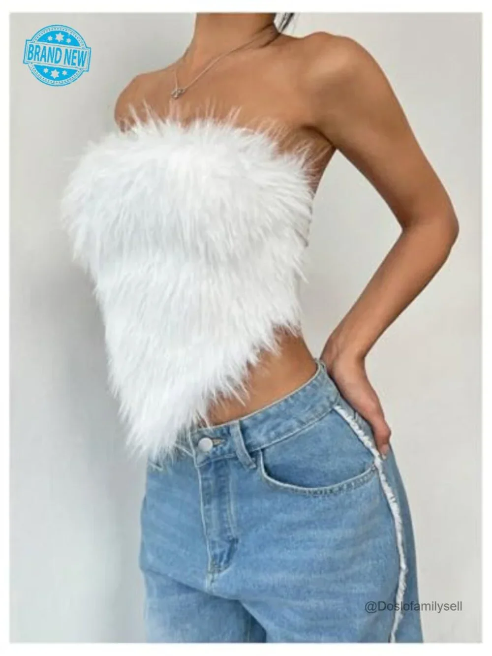 Tops | Fuzzy Crop Tube Top Y2k Bandeau Party Outfit High Stretch | Poshmark